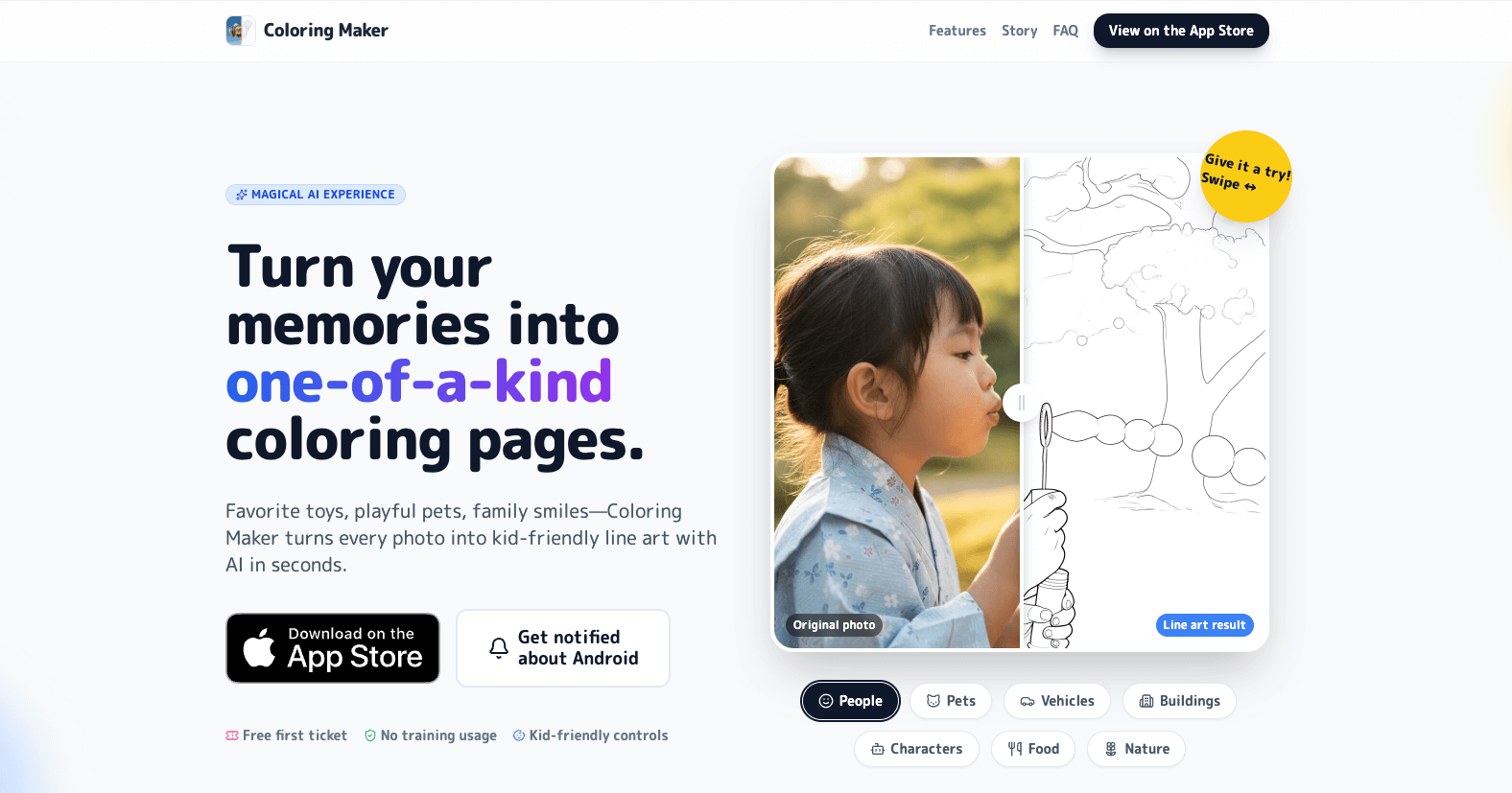 Coloring Maker - Turn Your Memories into One-of-a-Kind Coloring Pages